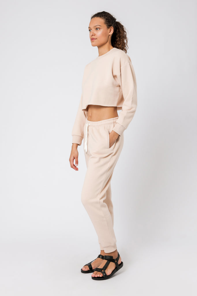 Shop Carter Classic Crop Sweat in Blush | Nude Lucy