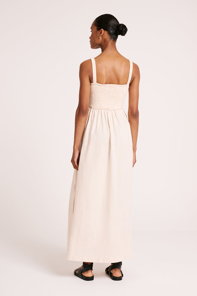 Shop Rynn Linen Maxi Dress in Cloud | Nude Lucy