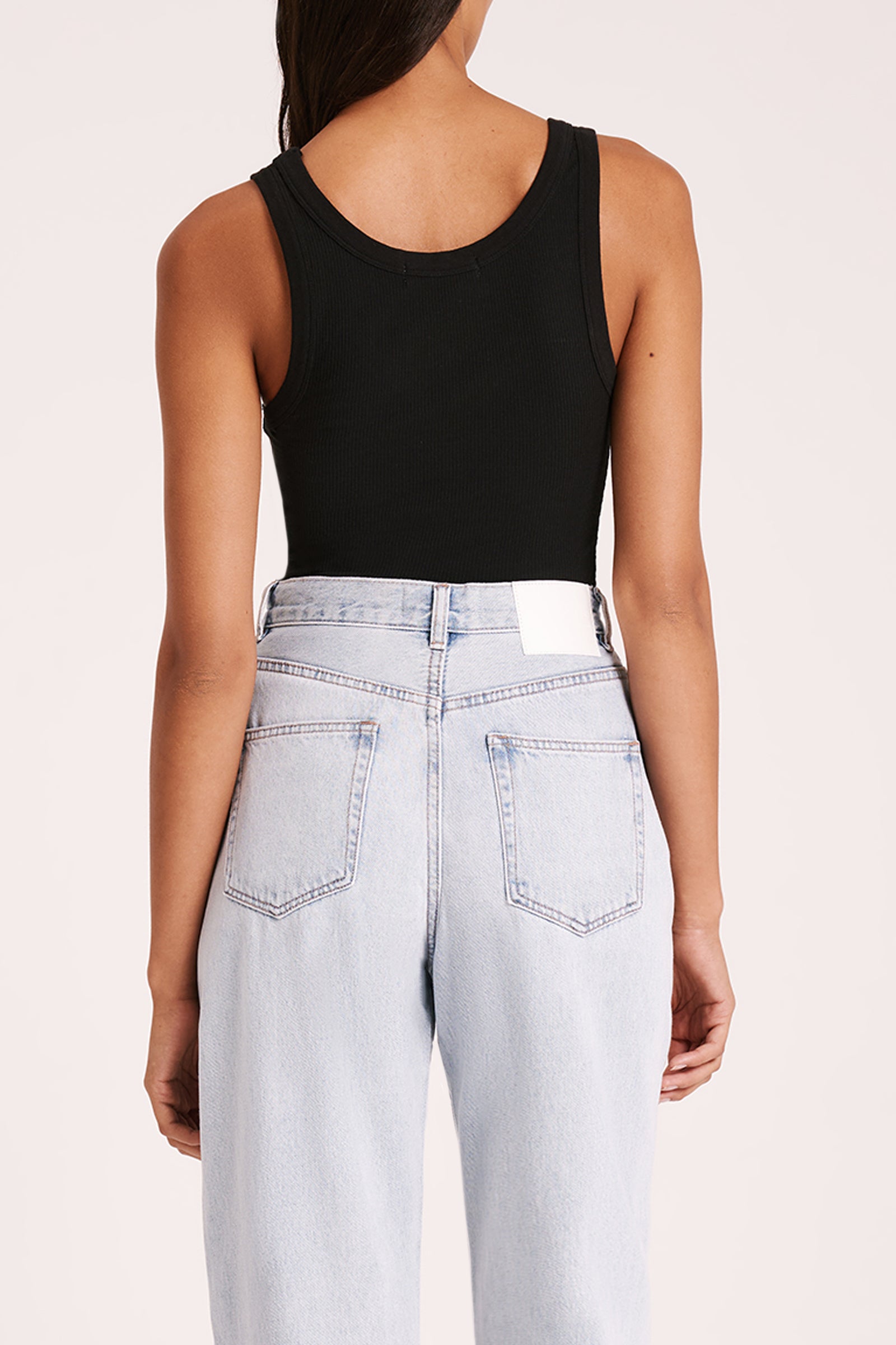 Shop Organic Rib Singlet in Black | Nude Lucy