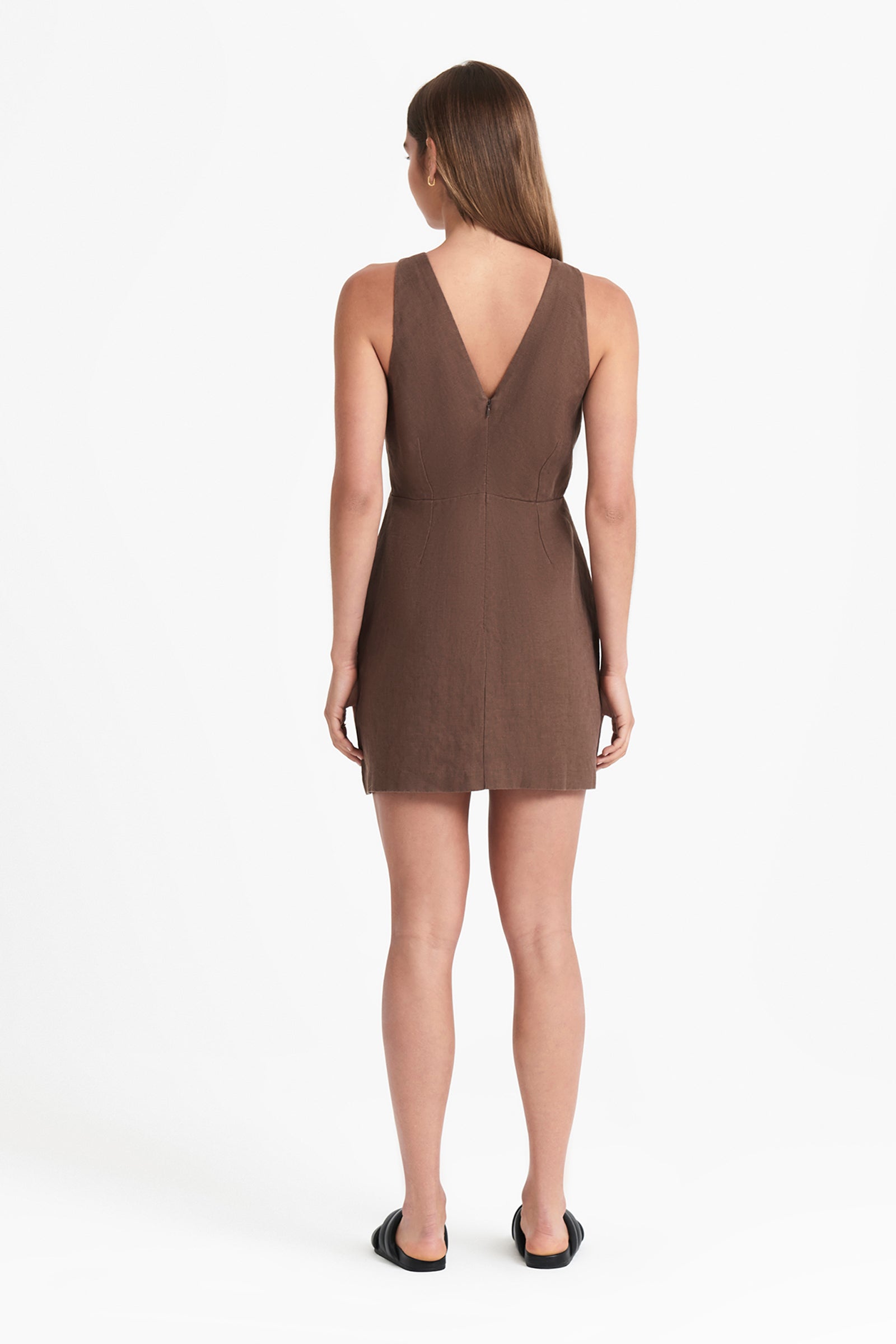 Sima Linen Mini Dress Cola