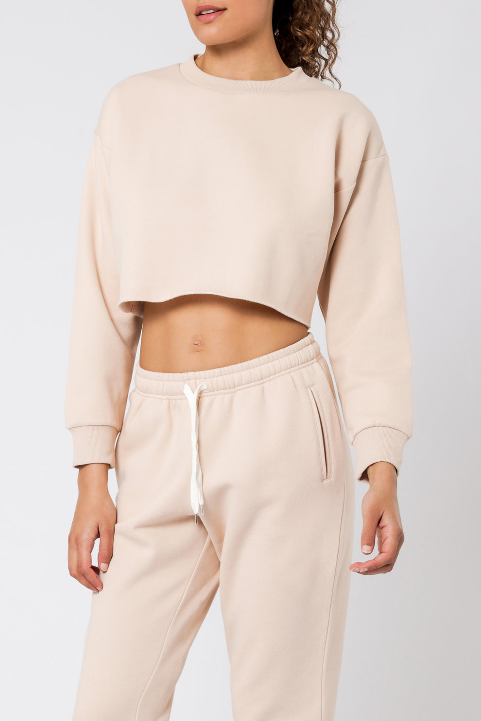 Shop Carter Classic Crop Sweat in Blush | Nude Lucy