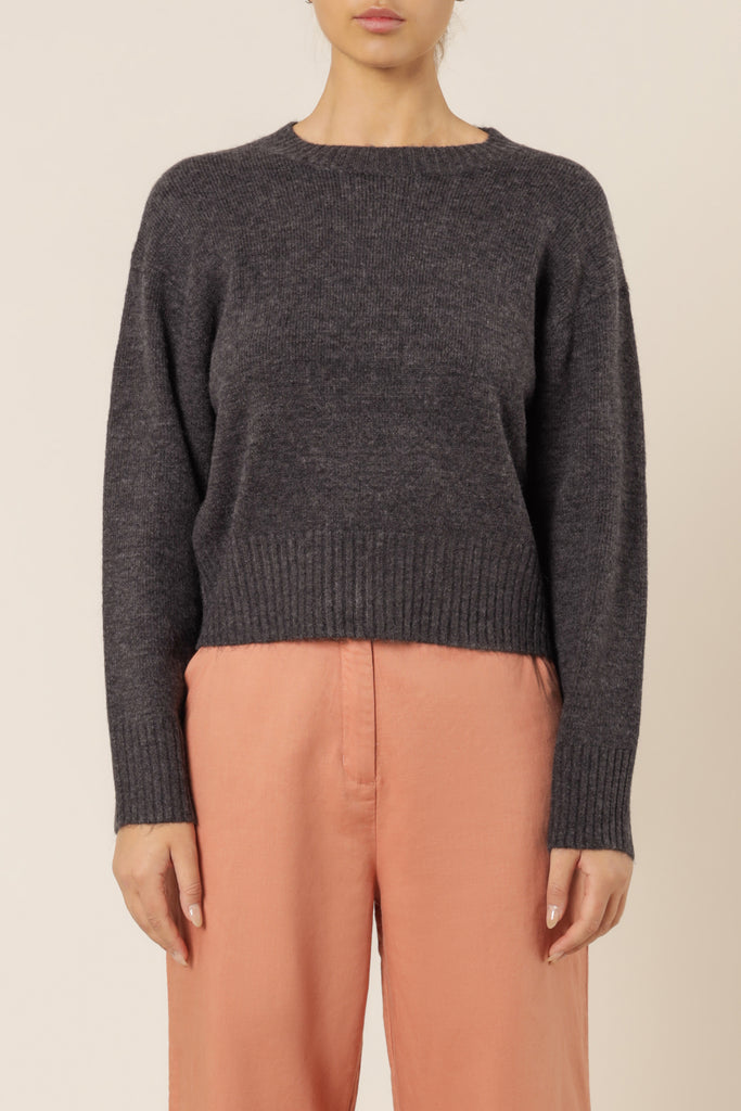 Shop Ari Knit Jumper in Coal | Nude Lucy