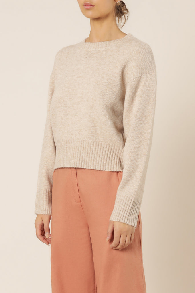 Shop Ari Knit Jumper in Sand | Nude Lucy