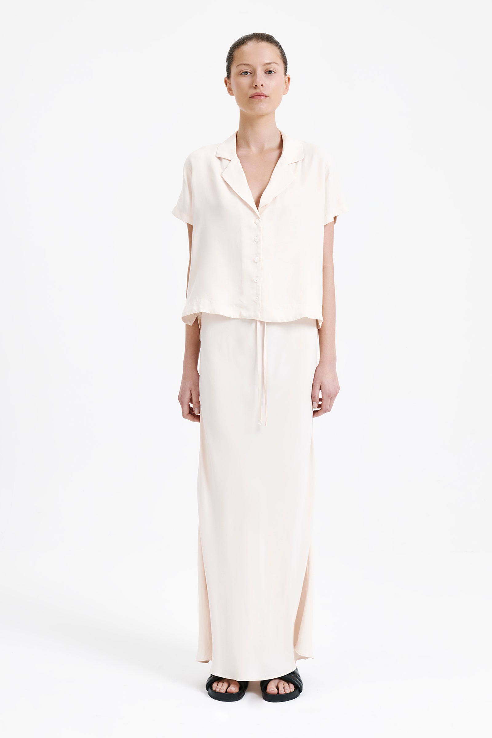 Shop Ari Cupro Skirt in Cloud | Nude Lucy