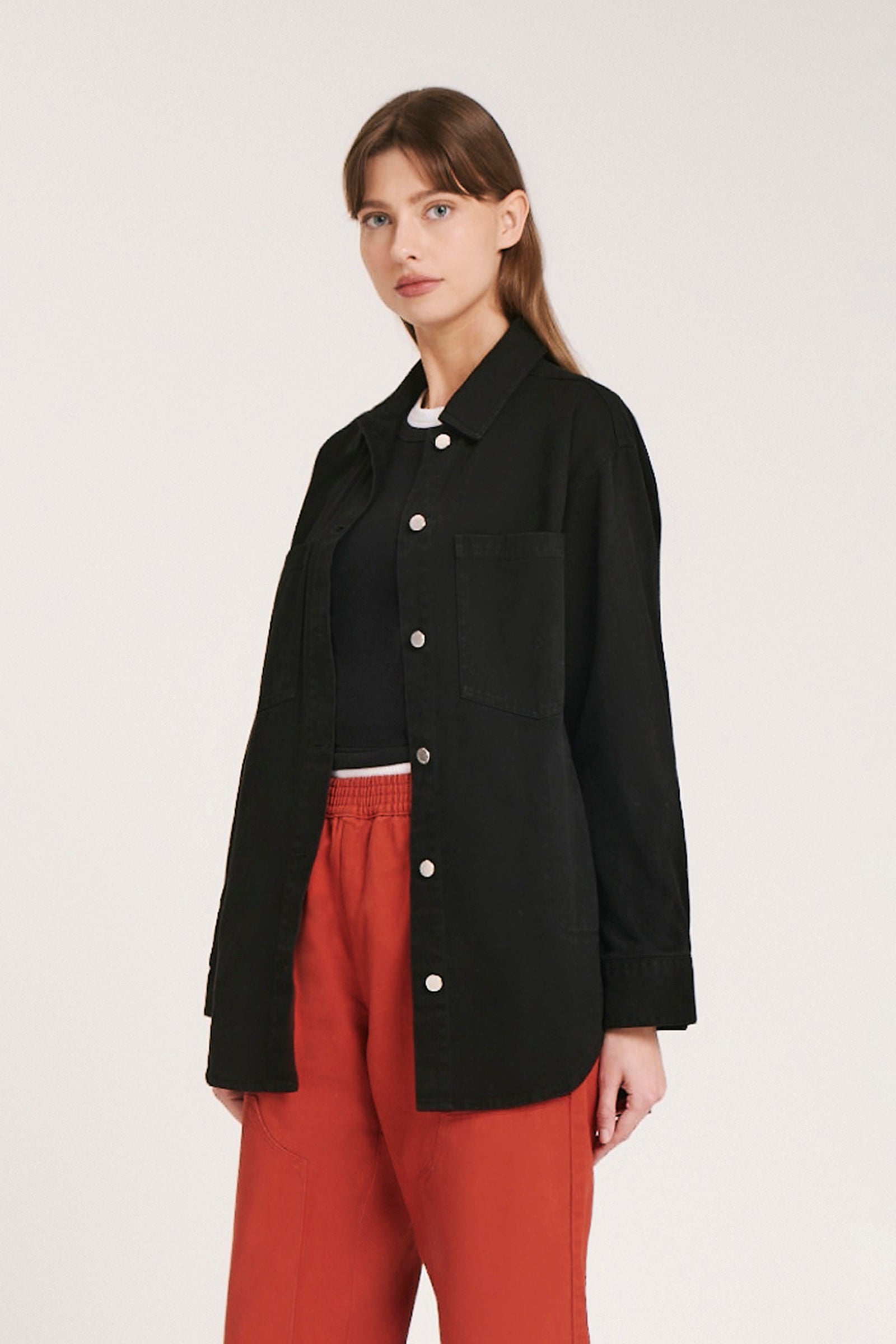 Shop Noa Denim Jacket in Black | Nude Lucy