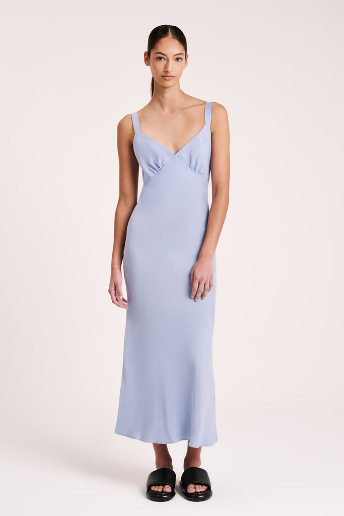Shop Roni Cupro Slip Dress in Mineral blue | Nude Lucy