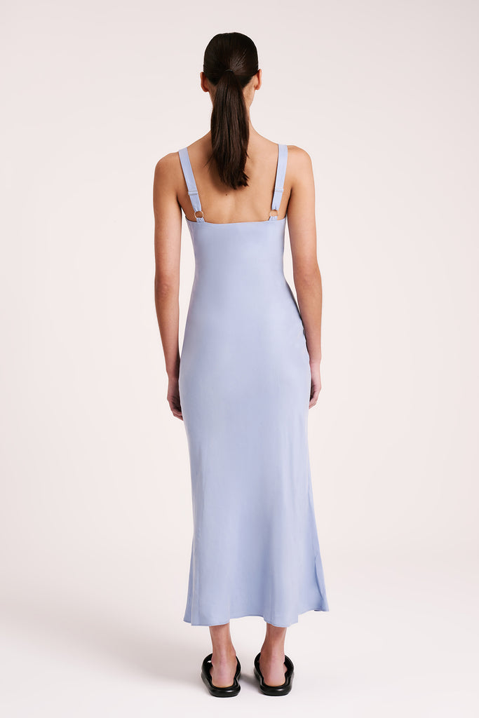 Shop Roni Cupro Slip Dress in Mineral blue | Nude Lucy